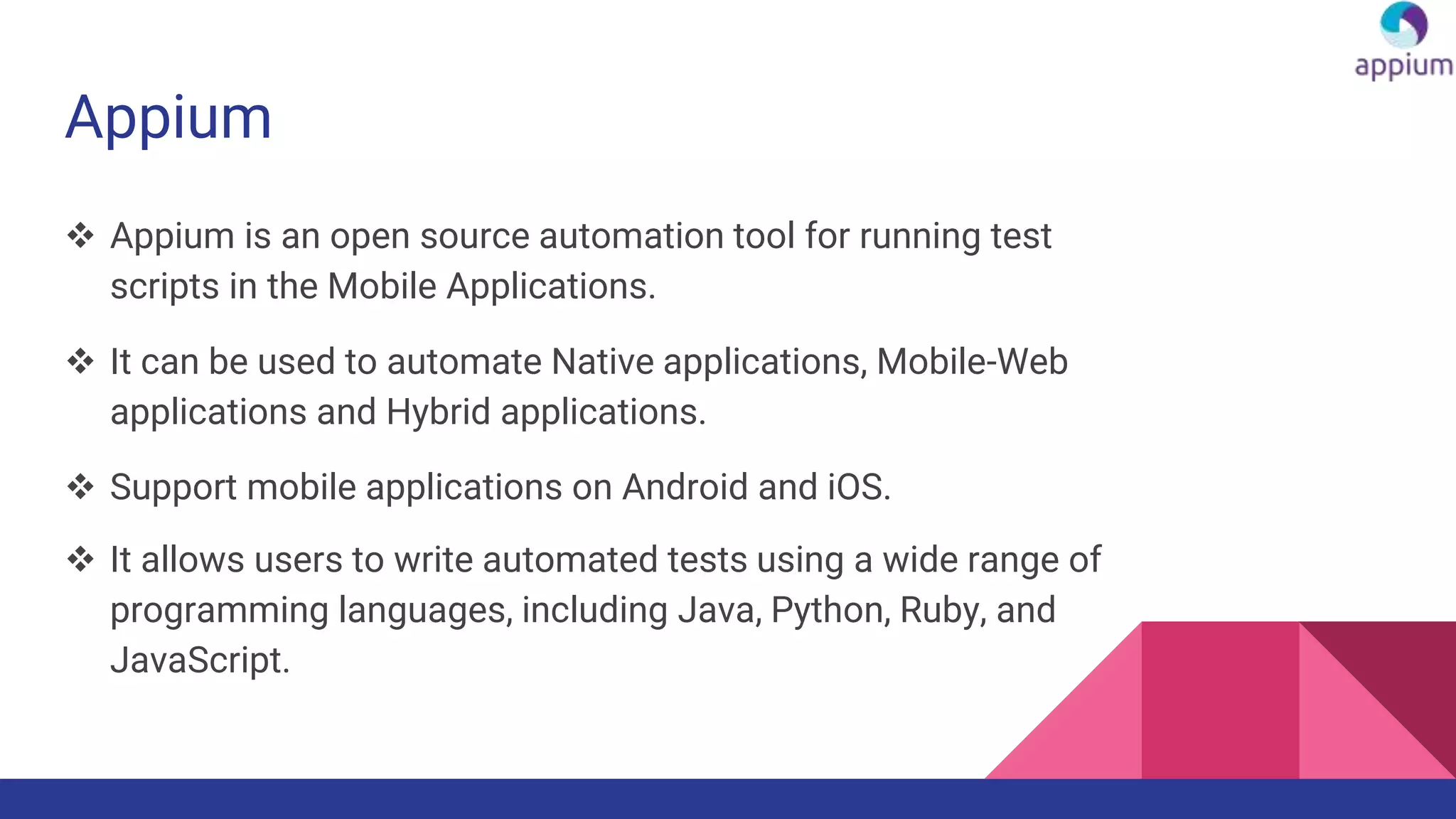 Automation Using Appium Pptx Cloud Computing Internet