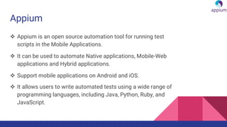 Automation using Appium | PPTX | Cloud Computing | Internet