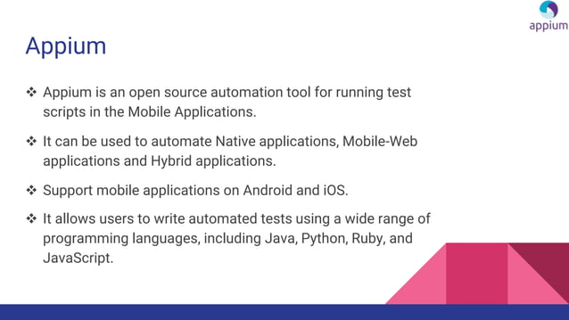 Automation Using Appium Pptx Cloud Computing Internet