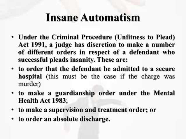Automatism : Sane & Insane(Law) | PPTX | Sleep Disorders | Diseases and ...