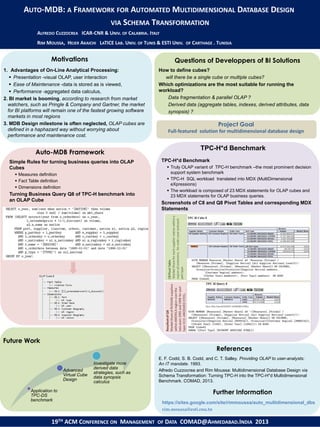Automation of MultiDimensional DB Design (poster) | PDF | Databases | Computer Software and ...