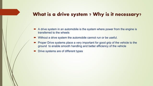 Automobile- drive systems | PPTX | Auto Technology | Automotive