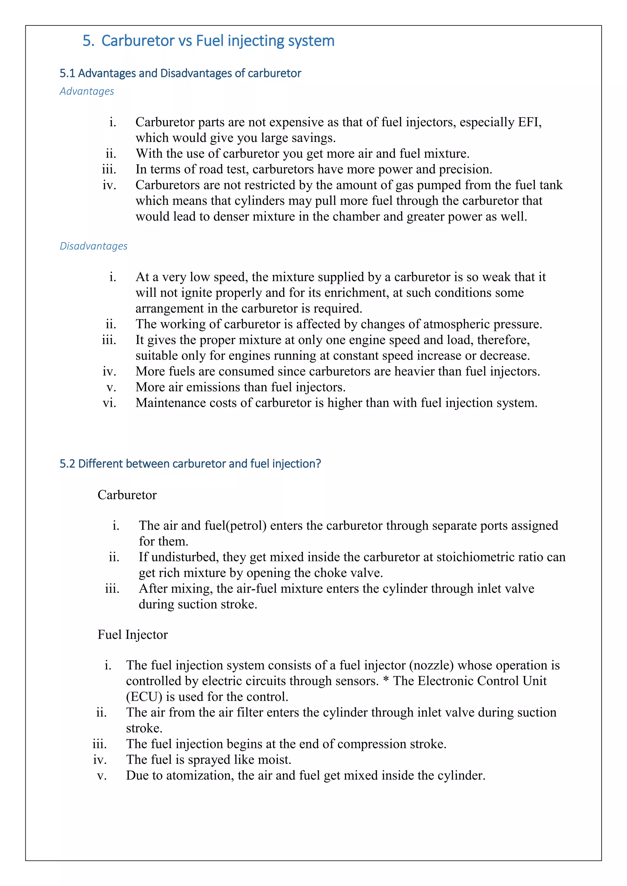 A SIMPLE OR ELEMENTARY CARBURETOR/EFI SYSTEM Report | PDF