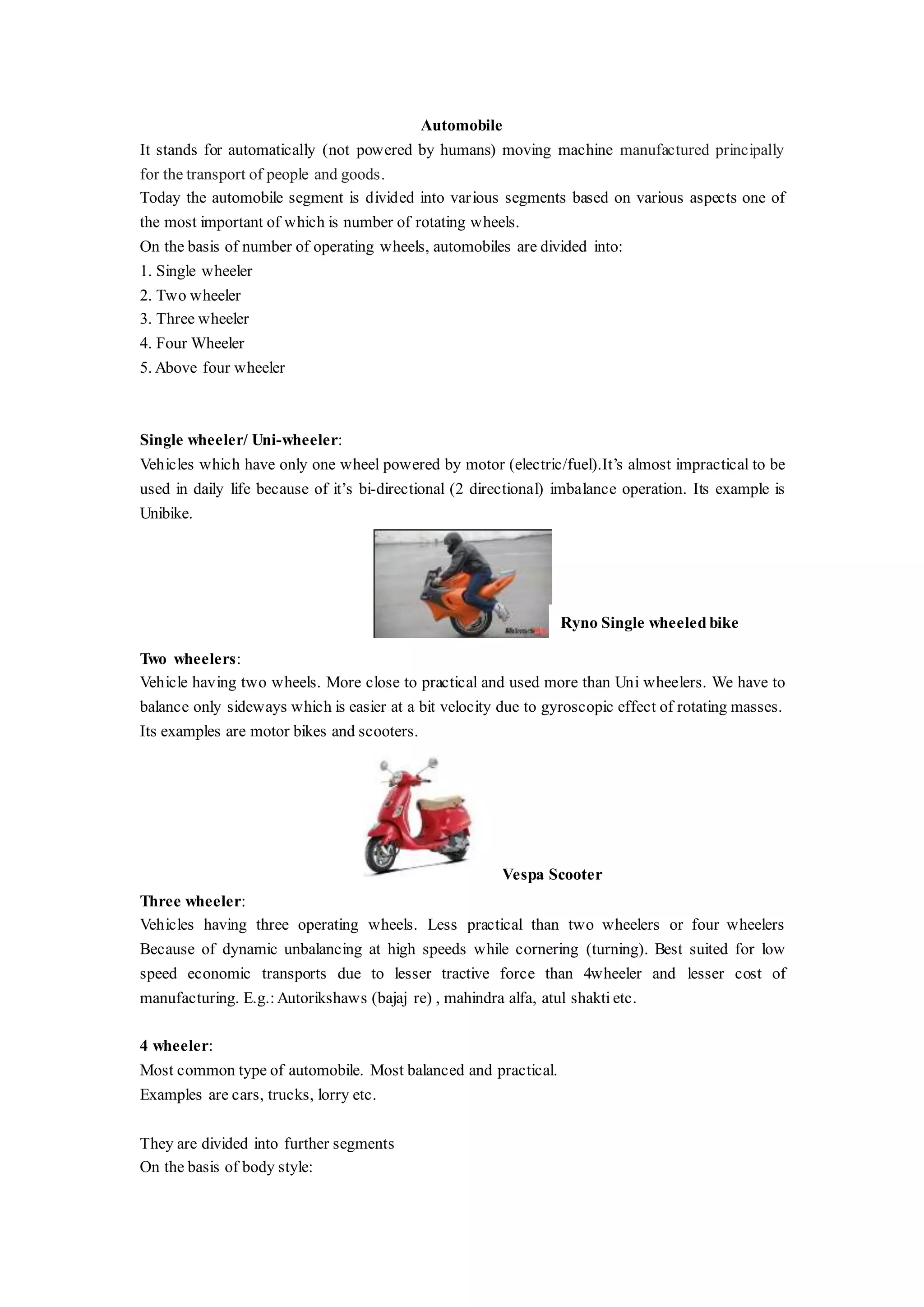 Automobile classification | DOCX