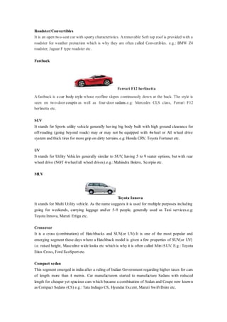 Automobile classification | DOCX