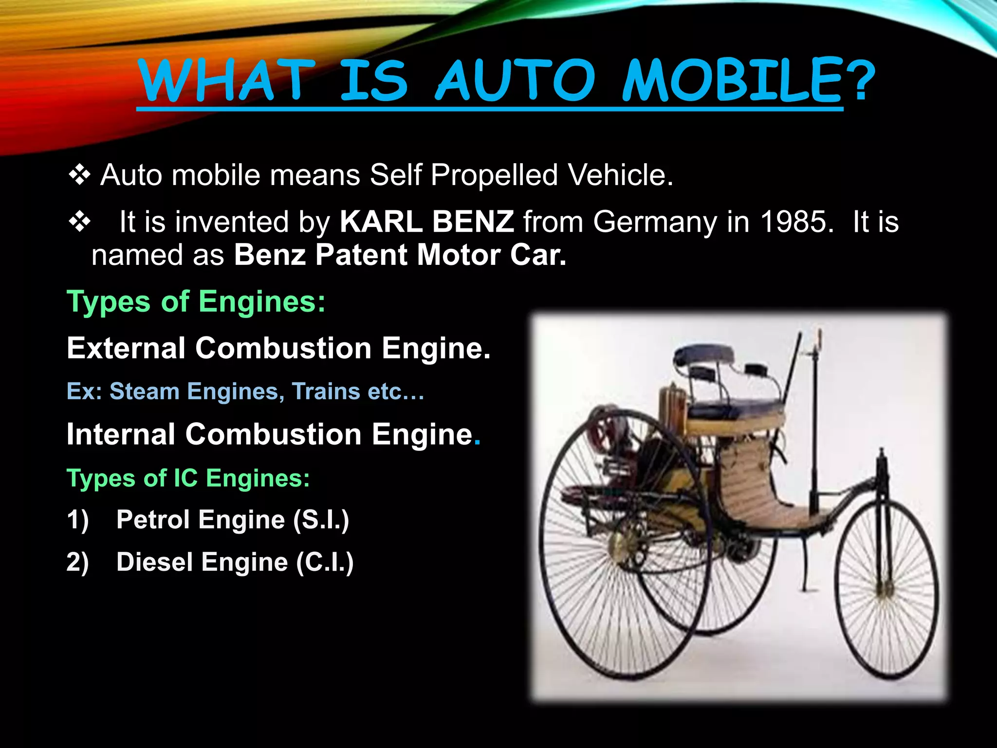 Automobile 4 wheeler power point presentation | PPTX