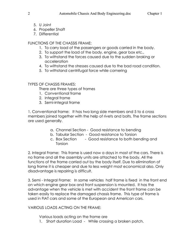 AUTOMONBILE CHASSIS & BODY ENGINEERING | PDF