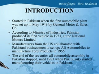 Auto mobile pakistan industry anylasis | PPT