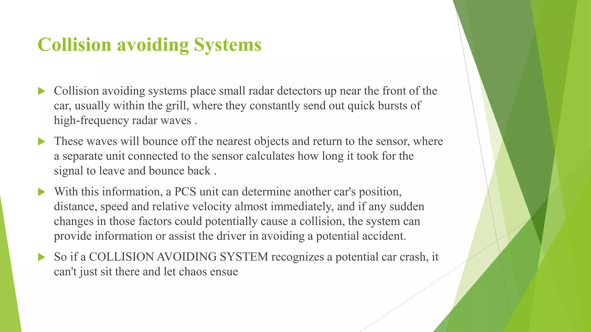 collision avoidance system,automobile technology,safety systems in car | PDF