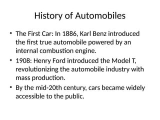 AUTOMOBILE _PRESENTATION.pptx (History of automobile) | PPTX