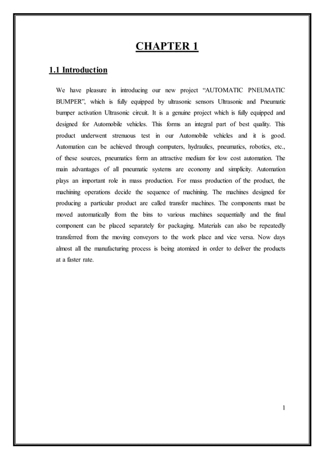 Automobile projects report | DOCX