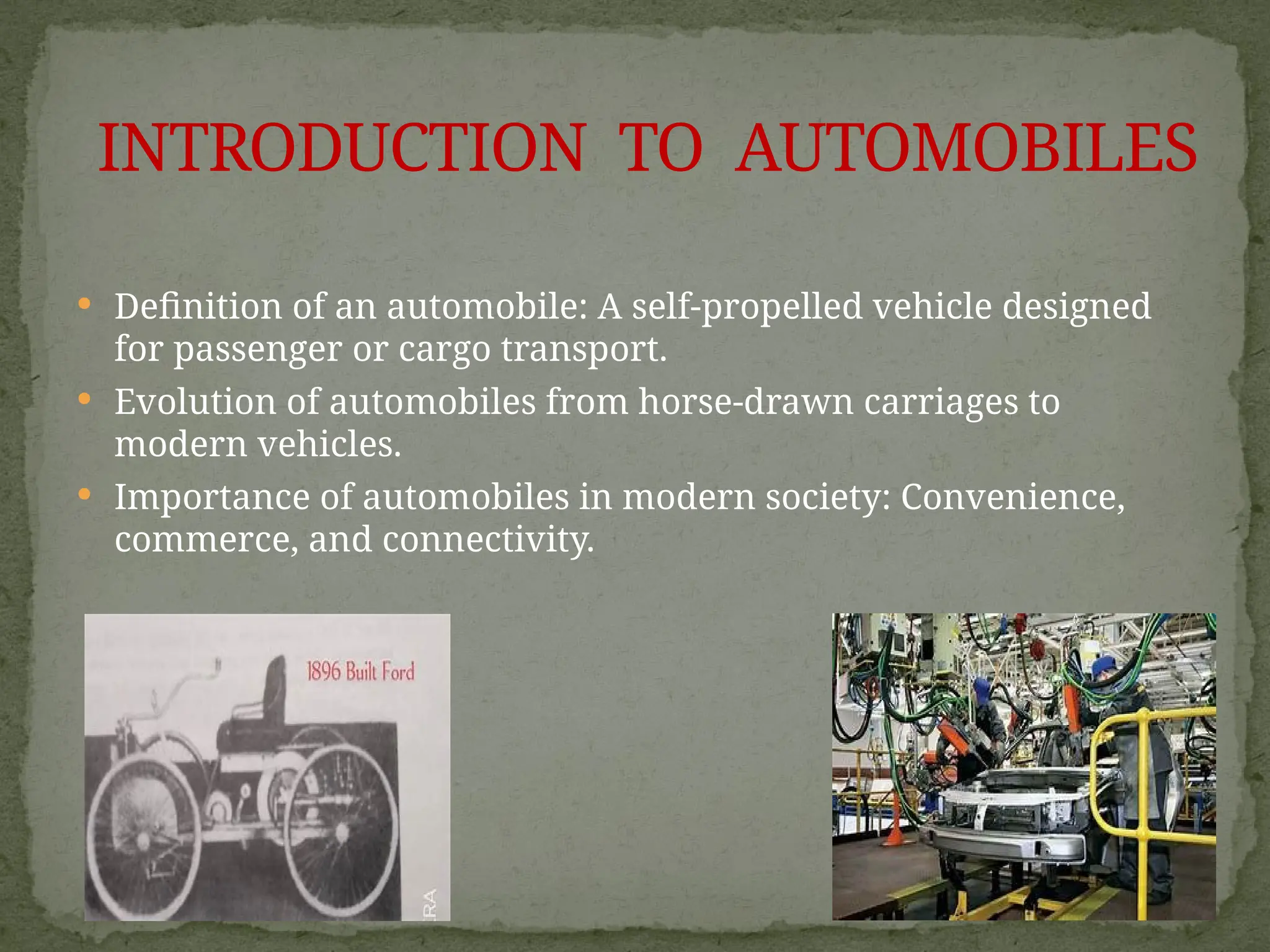 Presentation on Automobiles (with animations for low level) | PPTX
