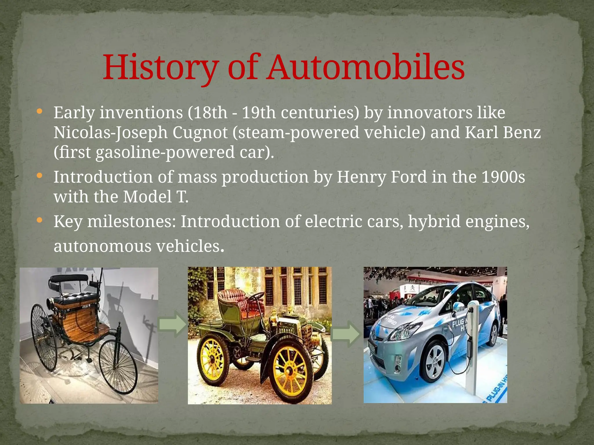 Presentation on Automobiles (with animations for low level) | PPTX