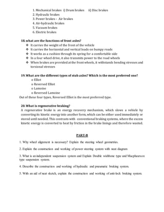 Automobile Engineering Question Bank | DOCX