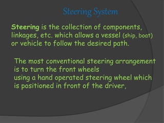 Automobiles steering systems | PPTX