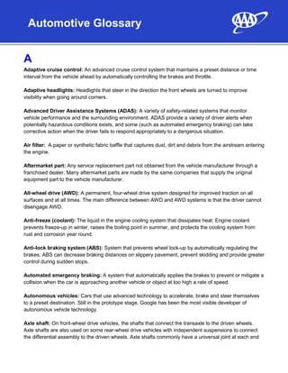 Automative mechanic glossary for beginners | PDF