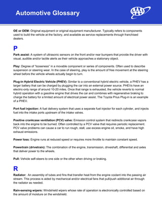 Automative mechanic glossary for beginners | PDF