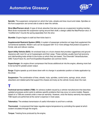 Automative mechanic glossary for beginners | PDF