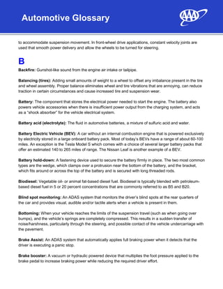 Automative mechanic glossary for beginners | PDF