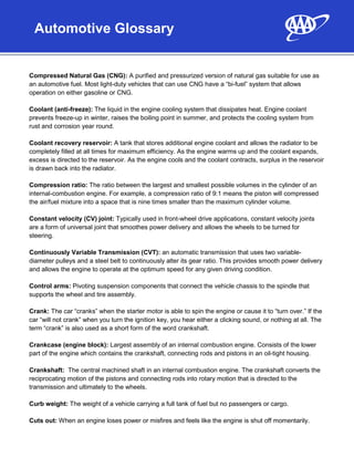 Automative mechanic glossary for beginners | PDF