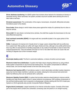 Automative mechanic glossary for beginners | PDF