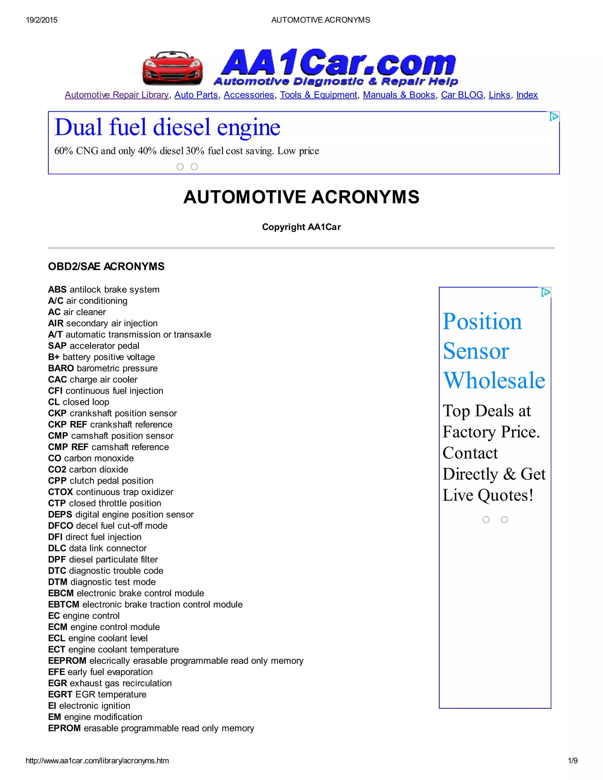 Automotive acronyms | PDF