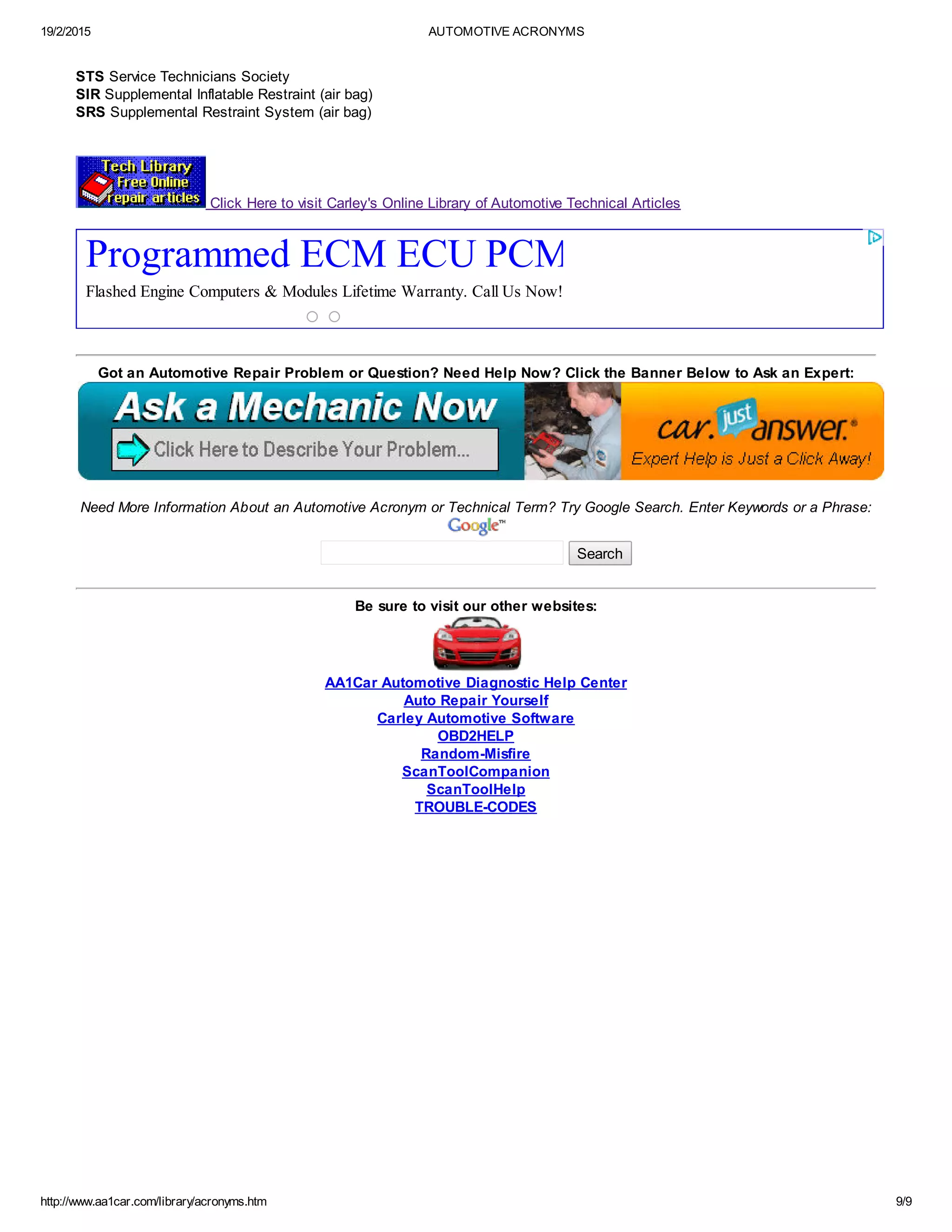 Automotive acronyms | PDF