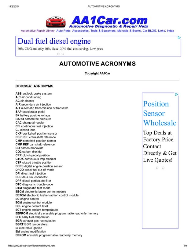 Automotive acronyms | PDF | Automotive Industry | Industries