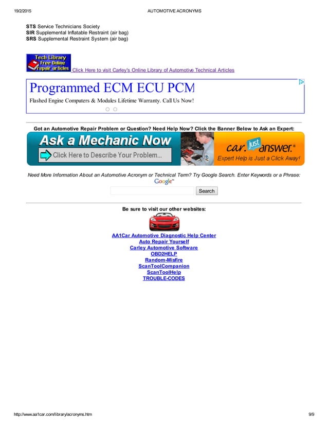 Automotive acronyms | PDF | Automotive Industry | Industries
