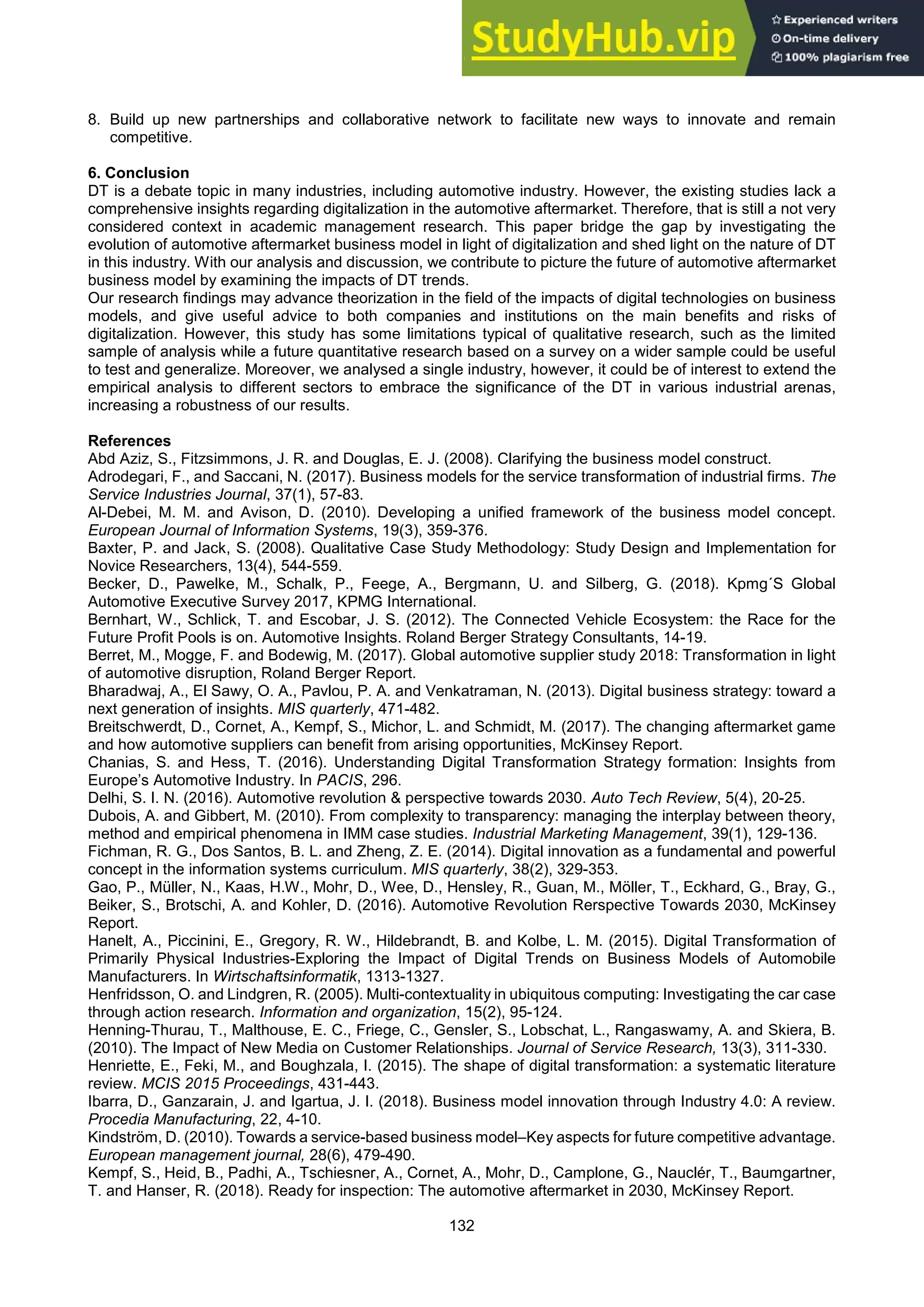 Automotive Aftermarket Business Model Evolution In The Era Of Digital Transformation | PDF