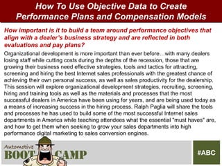 Automotive boot camp 2012 objective data performance plans | PPT