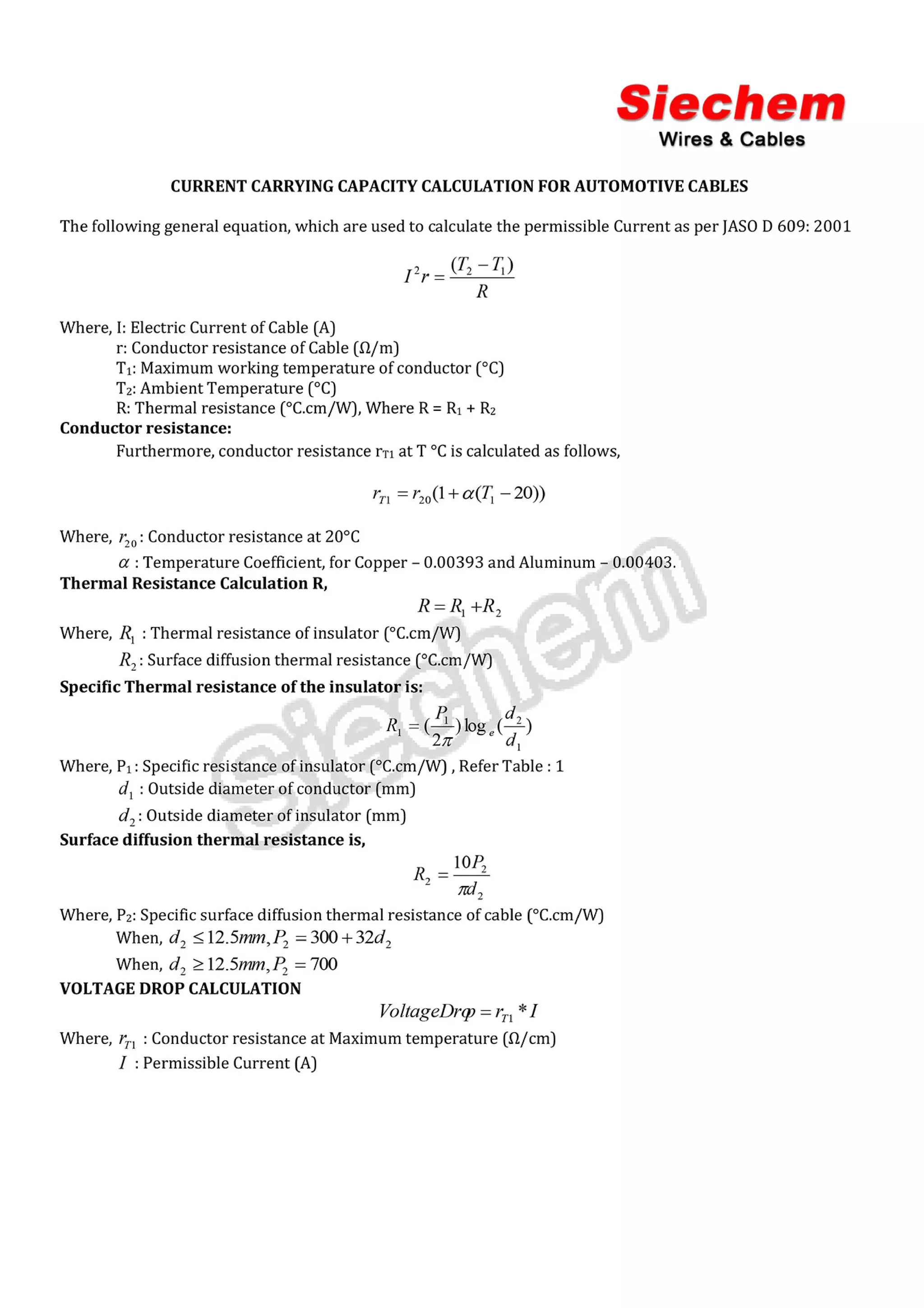 Cable Size Calculation For Automative Cables By Rohit Damodaran | PDF