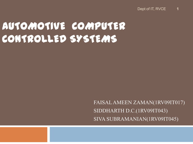 Automotive computer controlled systems | PPTX | Consumer Electronics | Technology & Computing