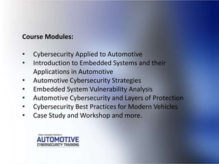 Industry's Best Automotive Cybersecurity Training Course | PPT