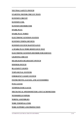 Automotive electrical circuits and wiring book | PDF
