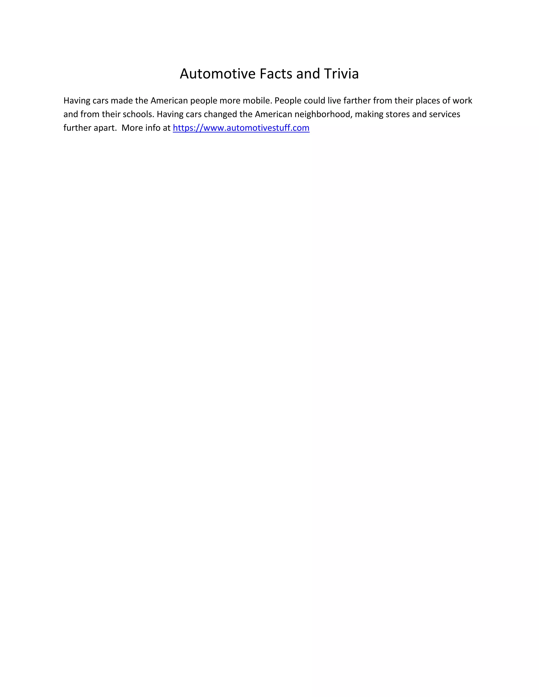 Automotive facts and trivia | PDF