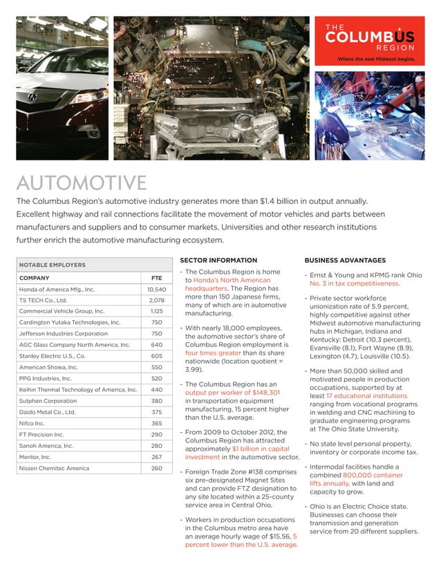 Columbus Automotive Fact Sheet | PDF