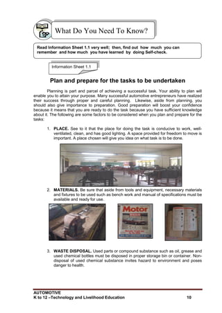 K to 12 Automotive Learning Module | PDF