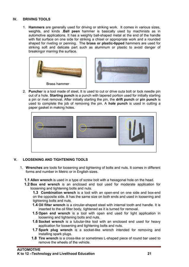 K to 12 Automotive Learning Module | PDF | Educational Assessment ...