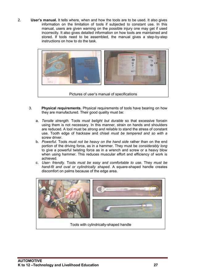 K to 12 Automotive Learning Module | PDF | Educational Assessment ...