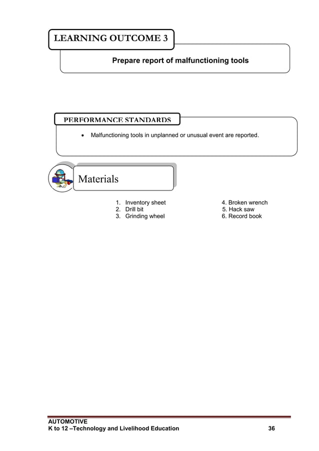 K to 12 Automotive Learning Module | PDF | Educational Assessment | Education