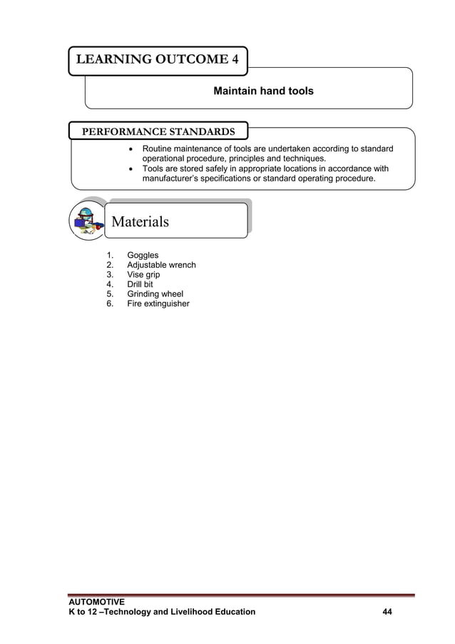 K to 12 Automotive Learning Module | PDF | Educational Assessment | Education