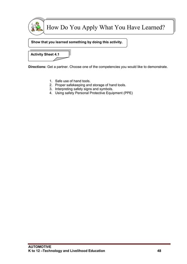 K to 12 Automotive Learning Module | PDF | Educational Assessment ...
