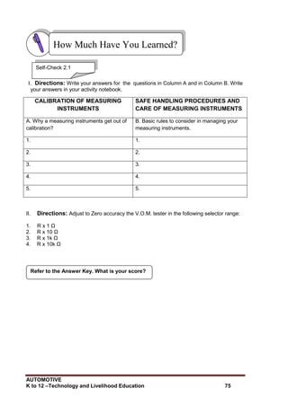 K to 12 Automotive Learning Module | PDF