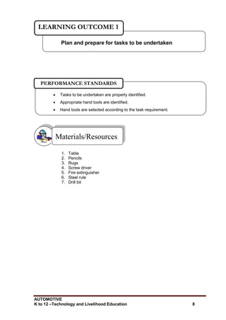 K to 12 Automotive Learning Module | PDF