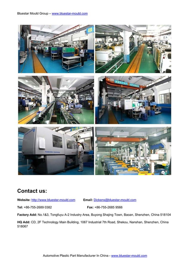 Automotive part production capability - Bluestar Mould Group | PDF ...