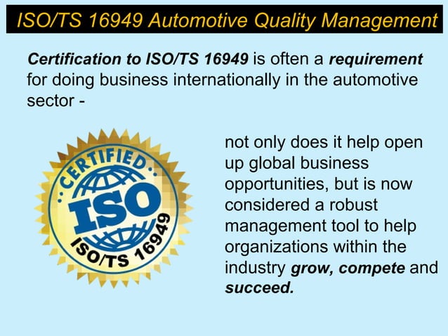 ISO/TS 16949 Automotive Quality Management | PPT