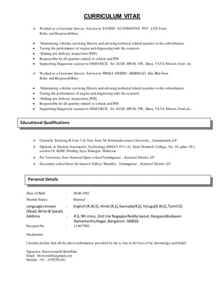 Automotive resume | DOCX