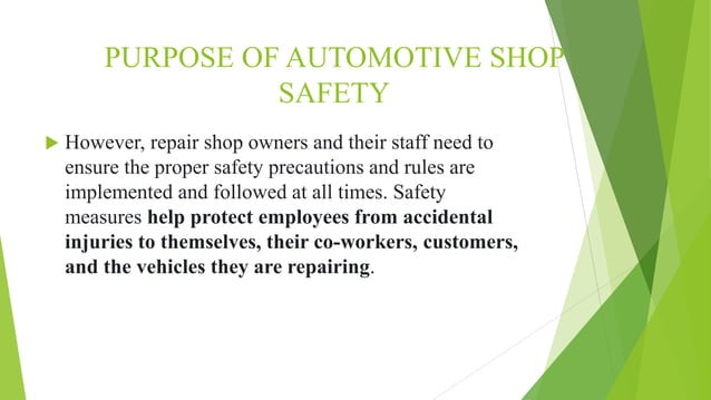 AUTOMOTIVE SHOP SAFETY.pptx | Automotive Industry | Industries