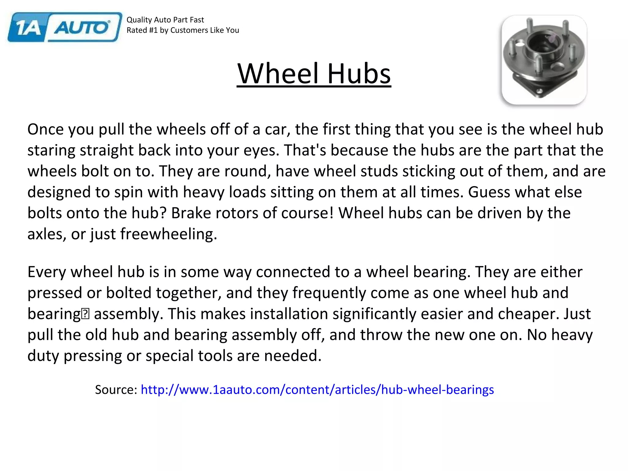 Automotive Wheel Bearings & Wheel Hubs 101 | PPT